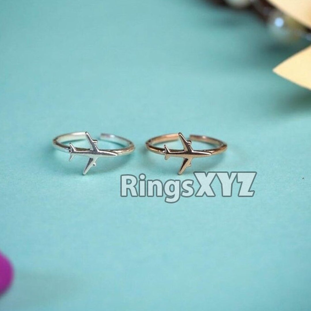 Silver Airplane Ring Airplane Design Ring Statement Ring - Etsy