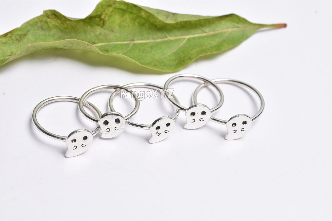 Halloween Ghost Ring, 925 Sterling Silver Ring, Ghost Silver Band ...