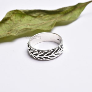 Silver Leaf Design Ring, 925 Sterling Silver Ring, Handmade Silver Leaf ...