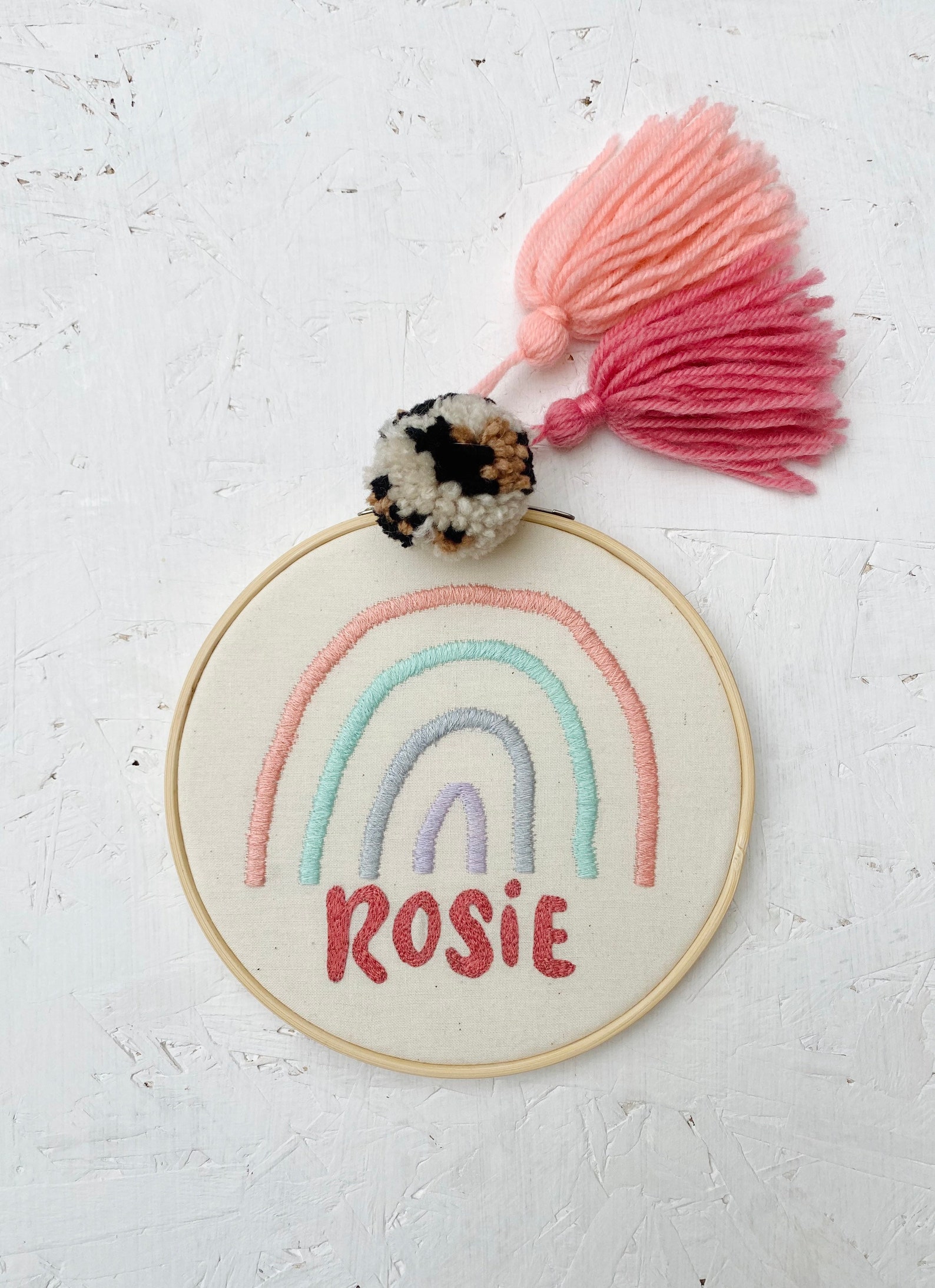 Personalised Name Rainbow Embroidery Hoop: Handmade Nursery Decor - Etsy UK