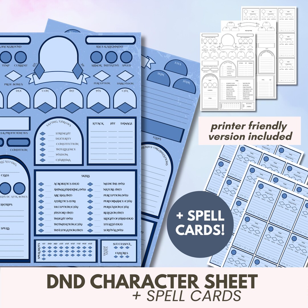 Dungeons and Dragons Character Sheets, 5th Edition, Dungeons and ...