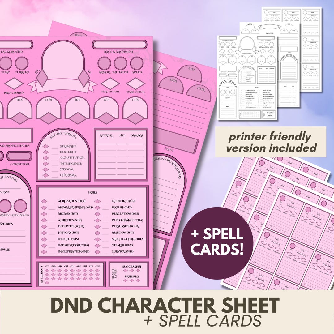 Dnd Character Sheet Pdf, 5th Edition, Dungeons and Dragons Spells, Dnd ...