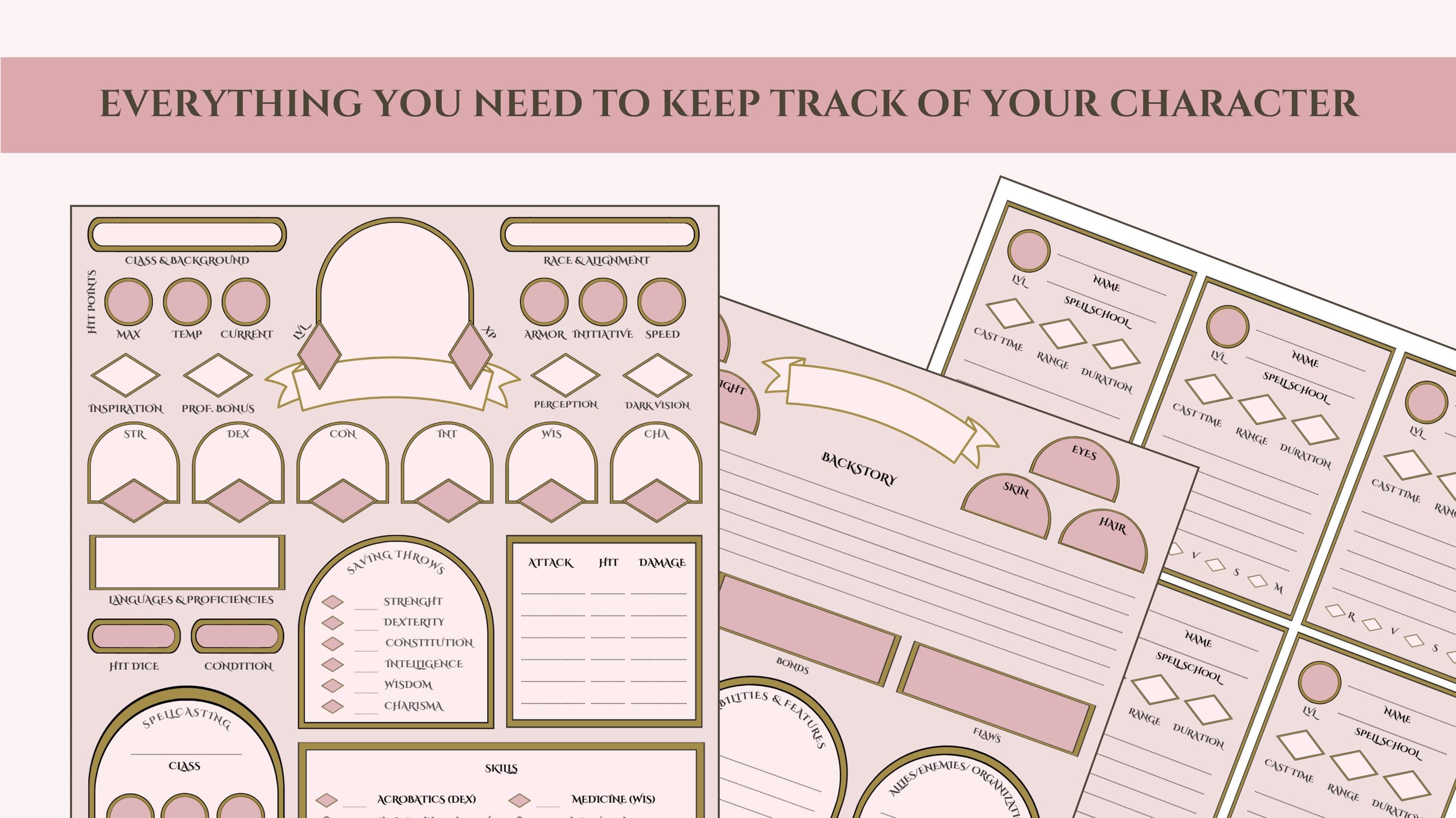 Dnd Character Sheet, Dungeons and Dragons Character Sheets, Dnd ...