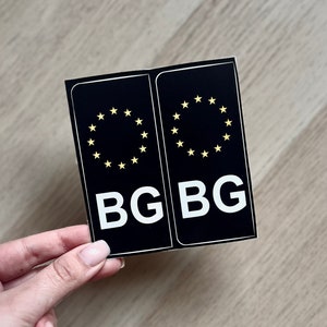 European License Plate Sticker, Euro Sticker BG, 2 Stickers, Black Blue ...