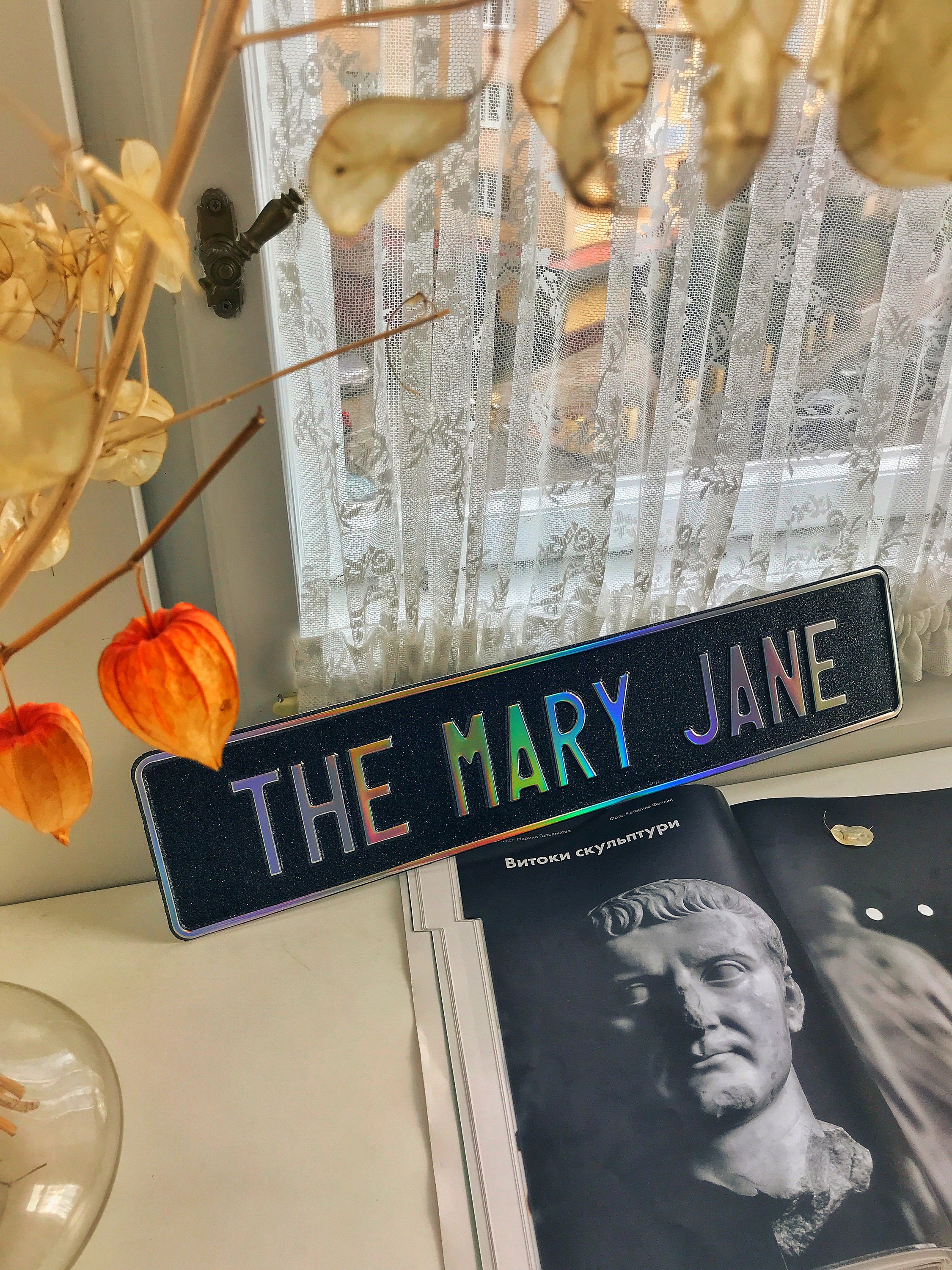 Custom Rainbow Black Sign the Mary Jane Halloween Plate Mockup - Etsy UK