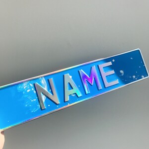 Street Front License Plate Delete. Custom Blue Nameplate. Long Wall ...