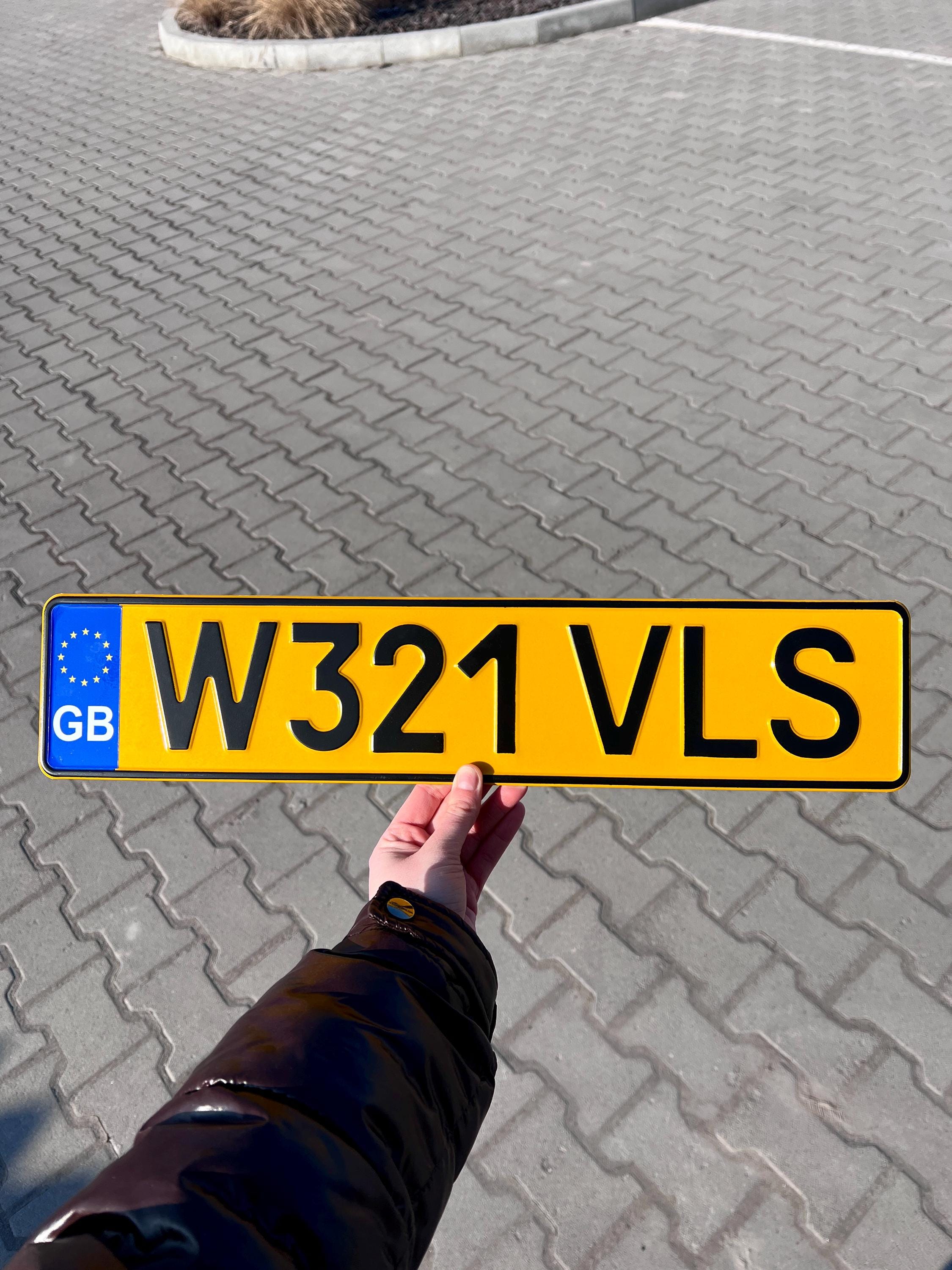 Custom European Embossed License Plate Name White Sign Copy ...