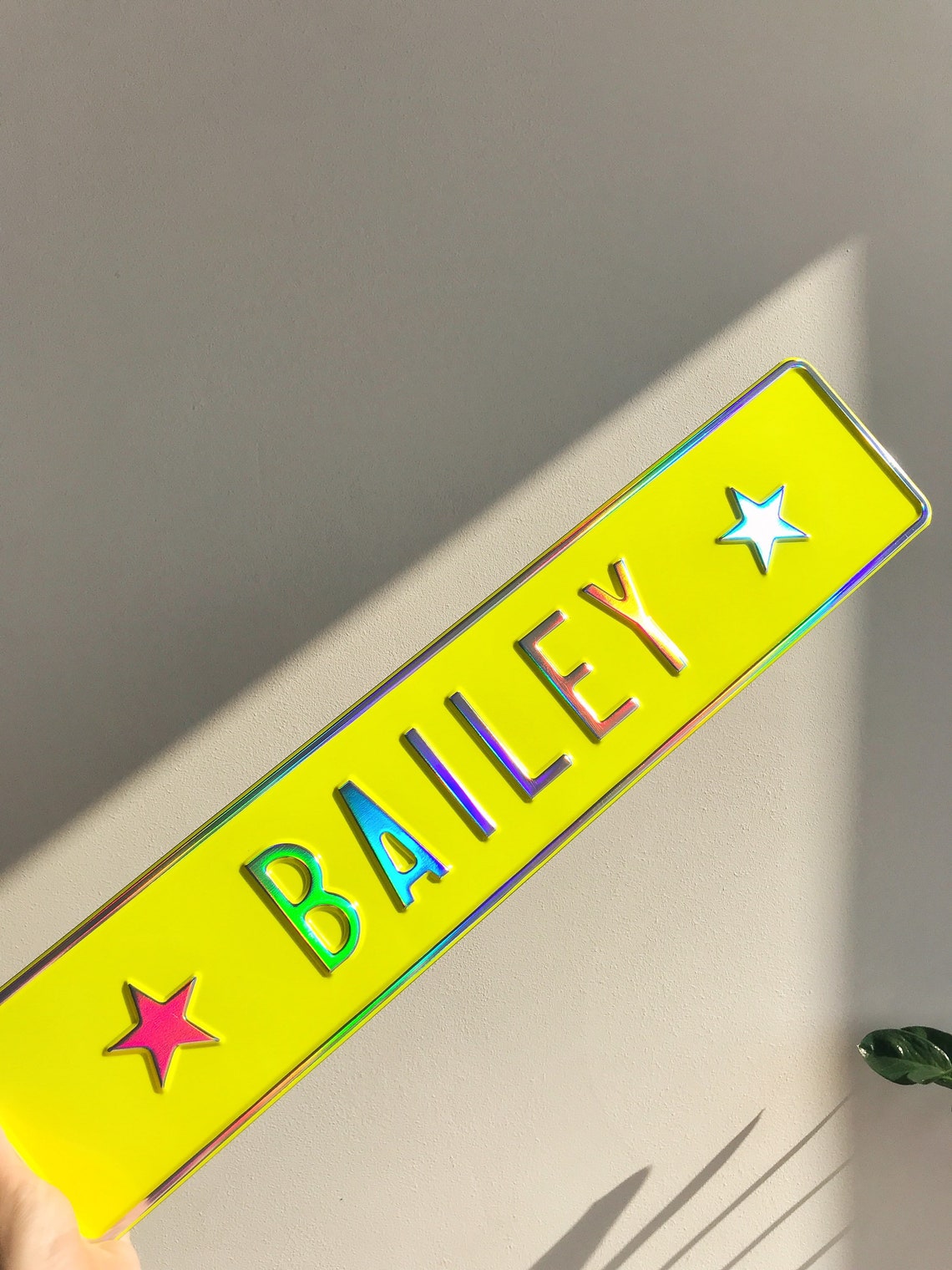 Custom Yellow Nameplate. Colorful Wall Hangings. Rainbow | Etsy