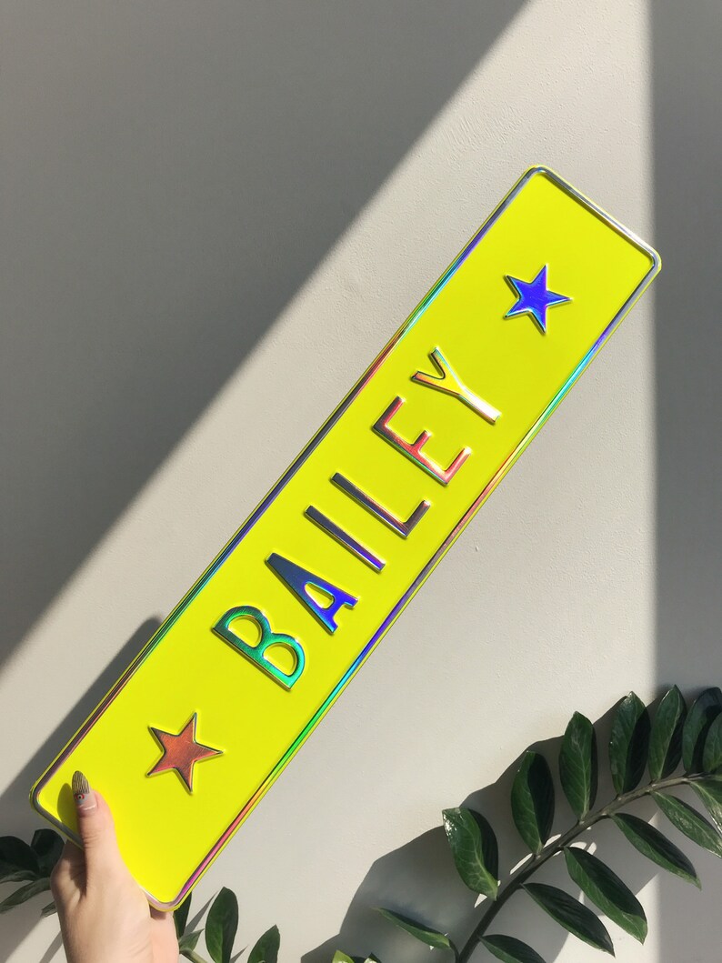 Custom Yellow Nameplate. Colorful Wall Hangings. Rainbow - Etsy