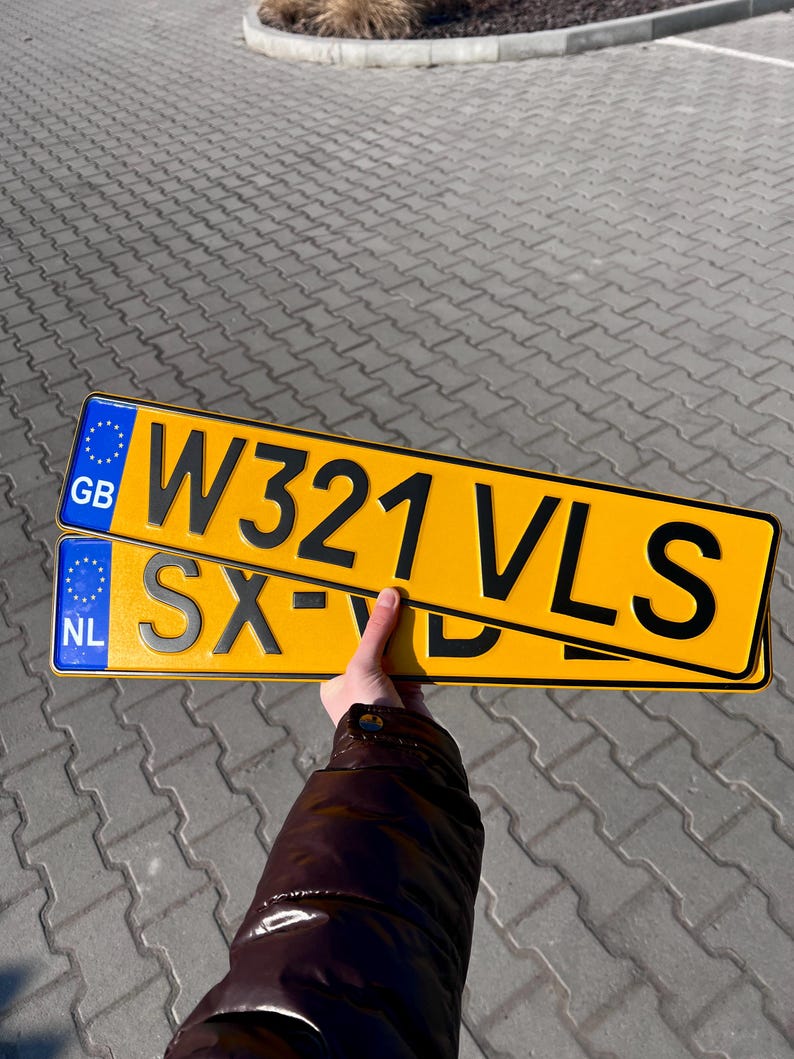 Custom European Embossed License Plate Name White Sign Copy ...