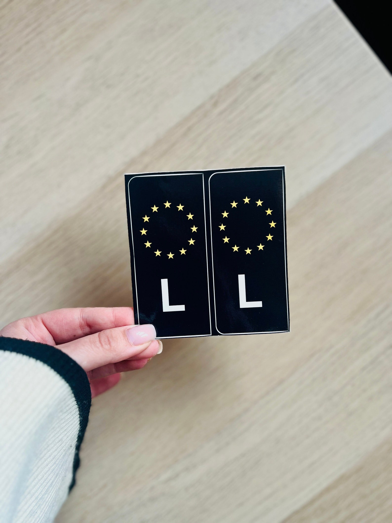 European License Plate Sticker, Euro Sticker L, 2 Stickers, Black Blue ...