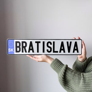 Custom European Embossed Front License Plate Delete Name White Sign ...