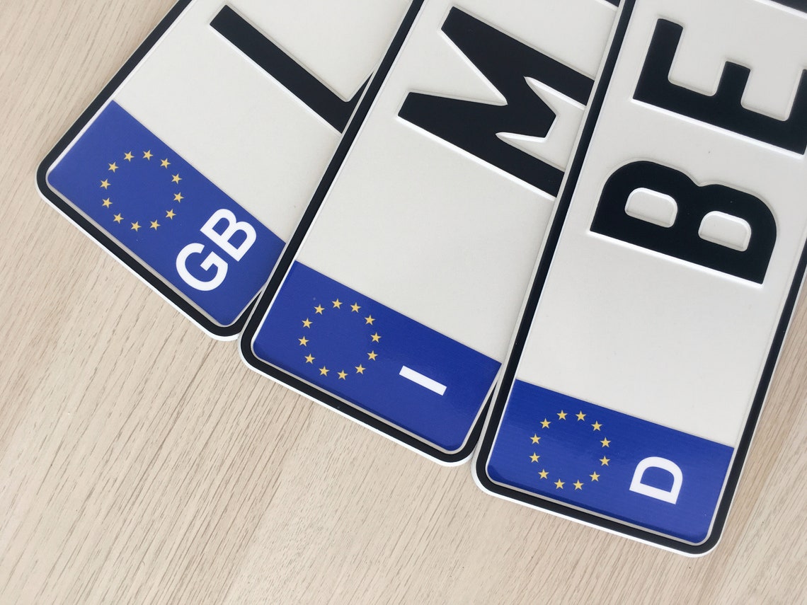Custom European Embossed Front License Plate Delete Name White Sign ...
