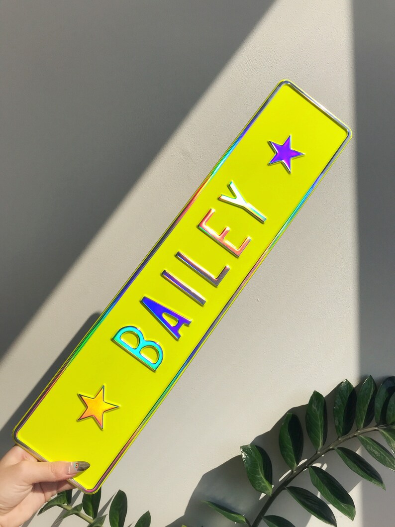 Custom Yellow Nameplate. Colorful Wall Hangings. Rainbow - Etsy