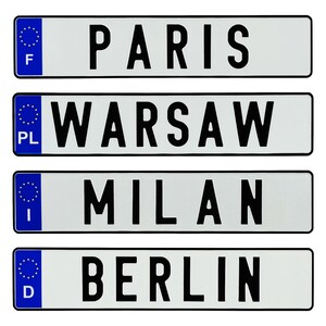 Custom European Embossed Front License Plate Delete Name White Sign ...