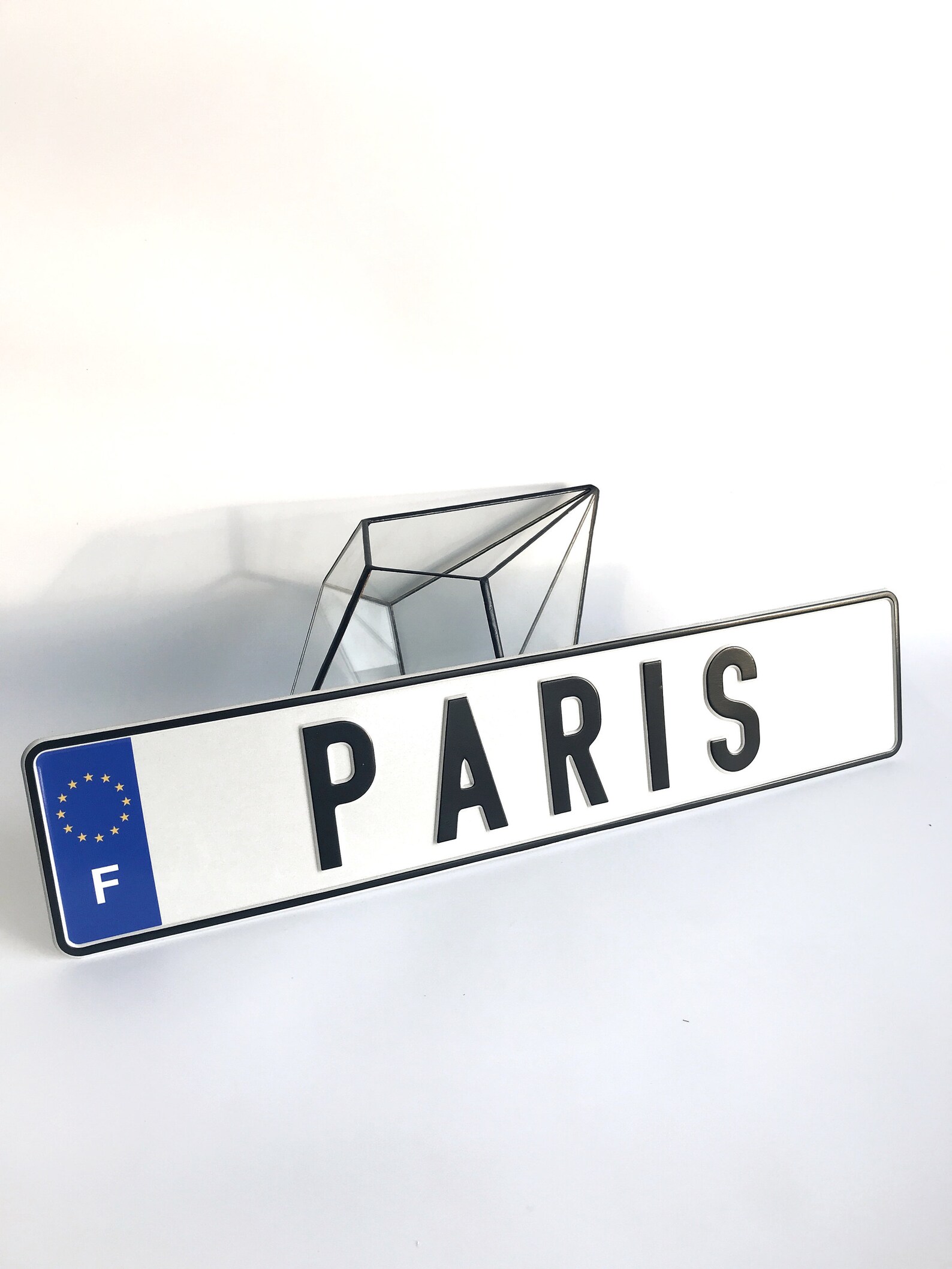 Custom European Embossed Front License Plate Delete Name White Sign ...