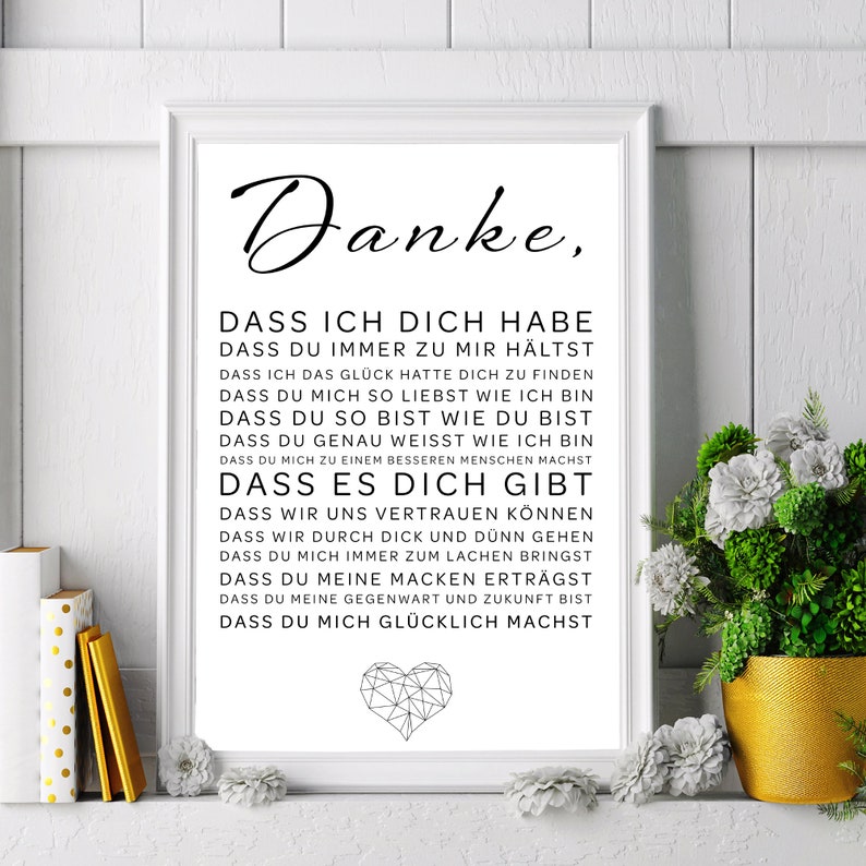 Danke Bild Poster Liebe Paare din a4 30x40 cm - Etsy.de