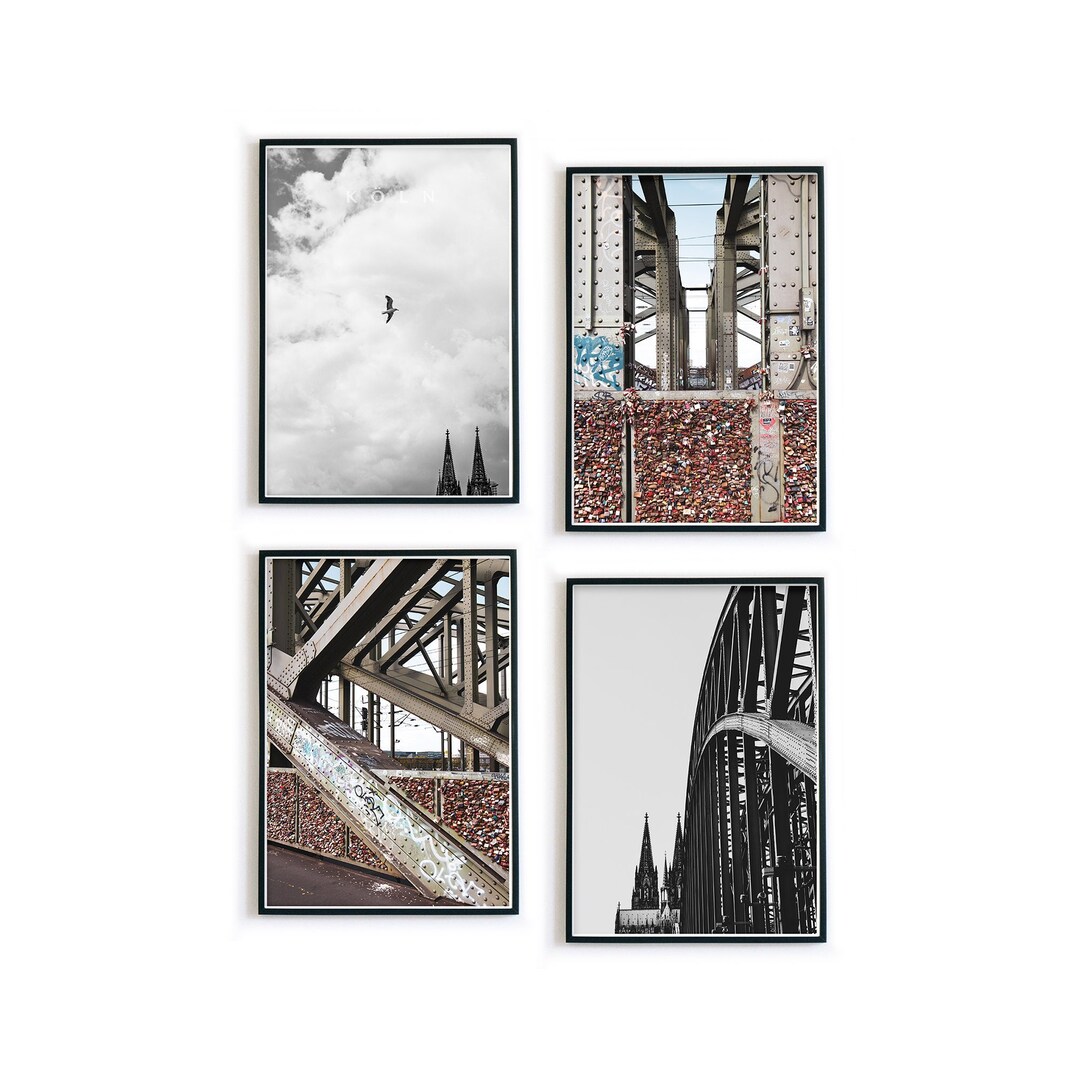Set of 4 Cologne Posters for Your Living Room Cologne Cathedral ...