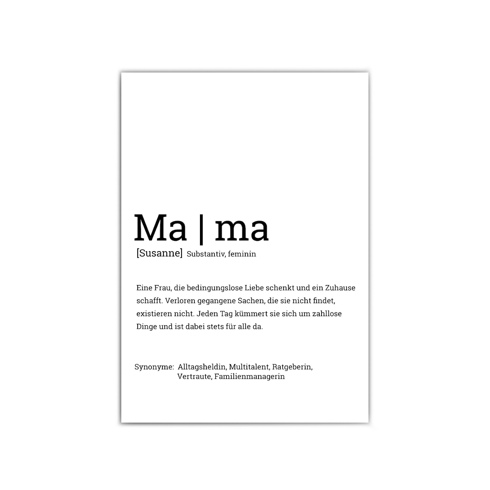 Mama Definition Poster Personalisiertes Geschenk zum | Etsy