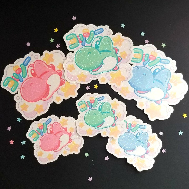 Kawaii Yoshi Vinyl Sticker Holographic Sticker - Etsy