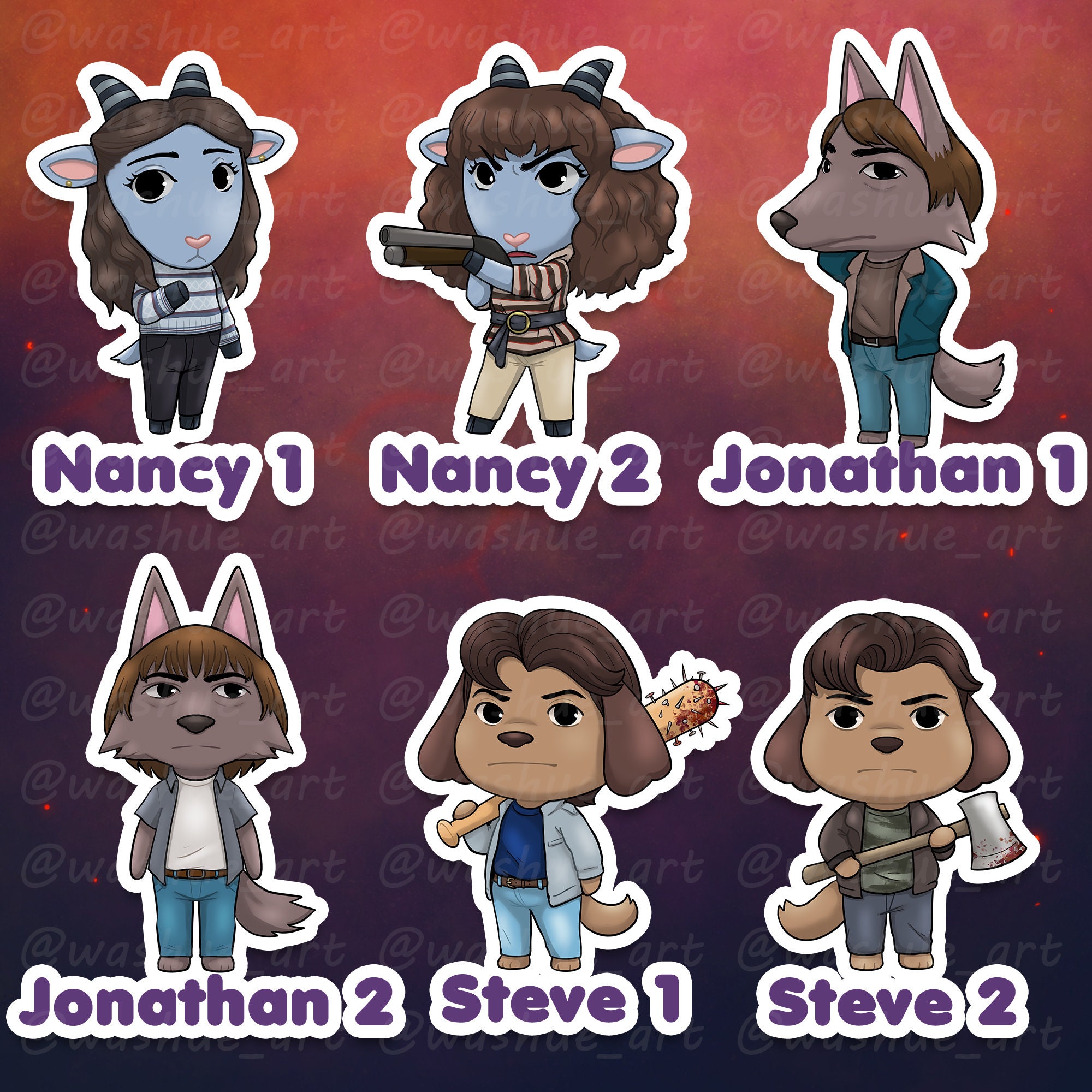 Stranger Things Villager Stickers Animal Crossing - Etsy Ireland