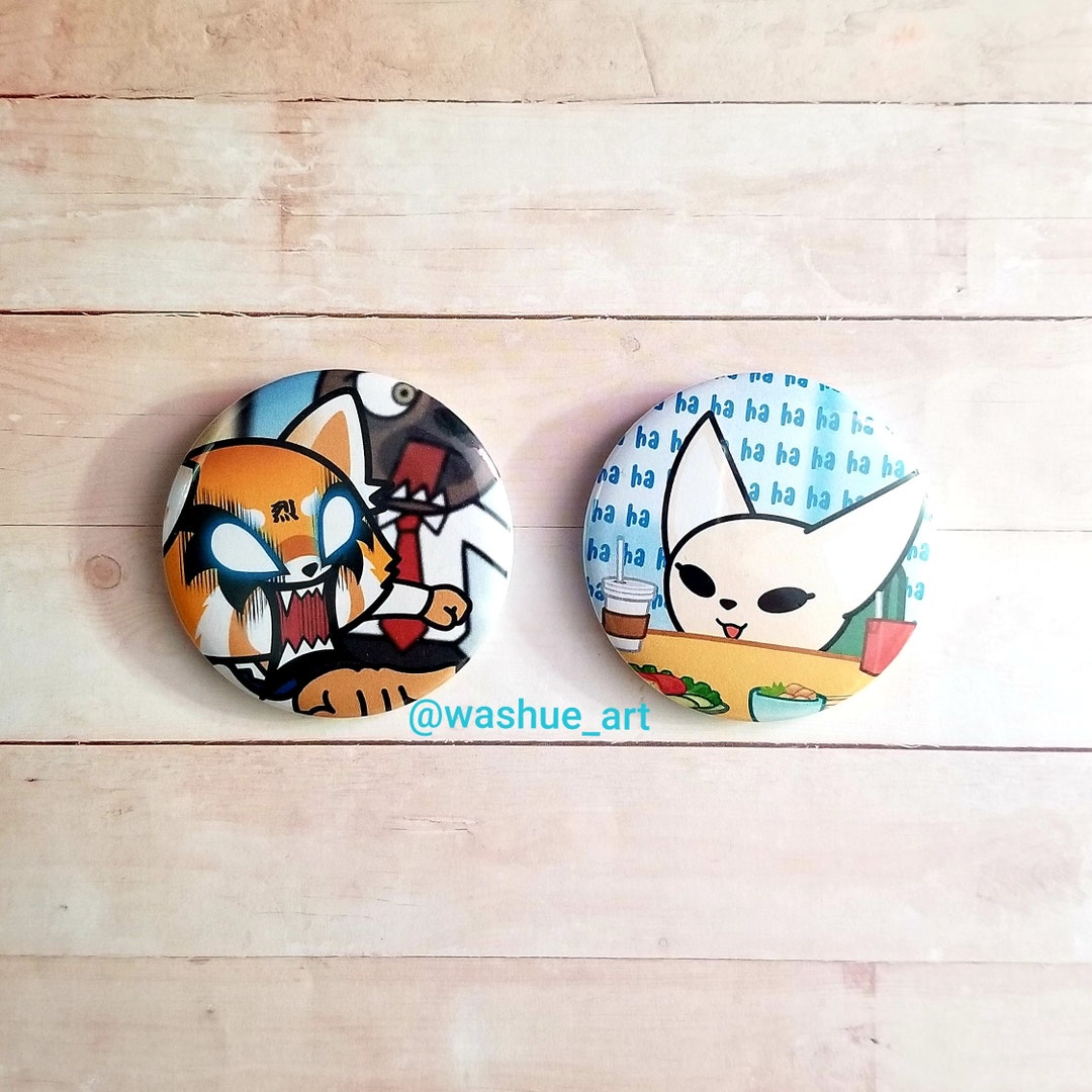 Retsuko Yelling At Fenneko Meme Button Set Etsy