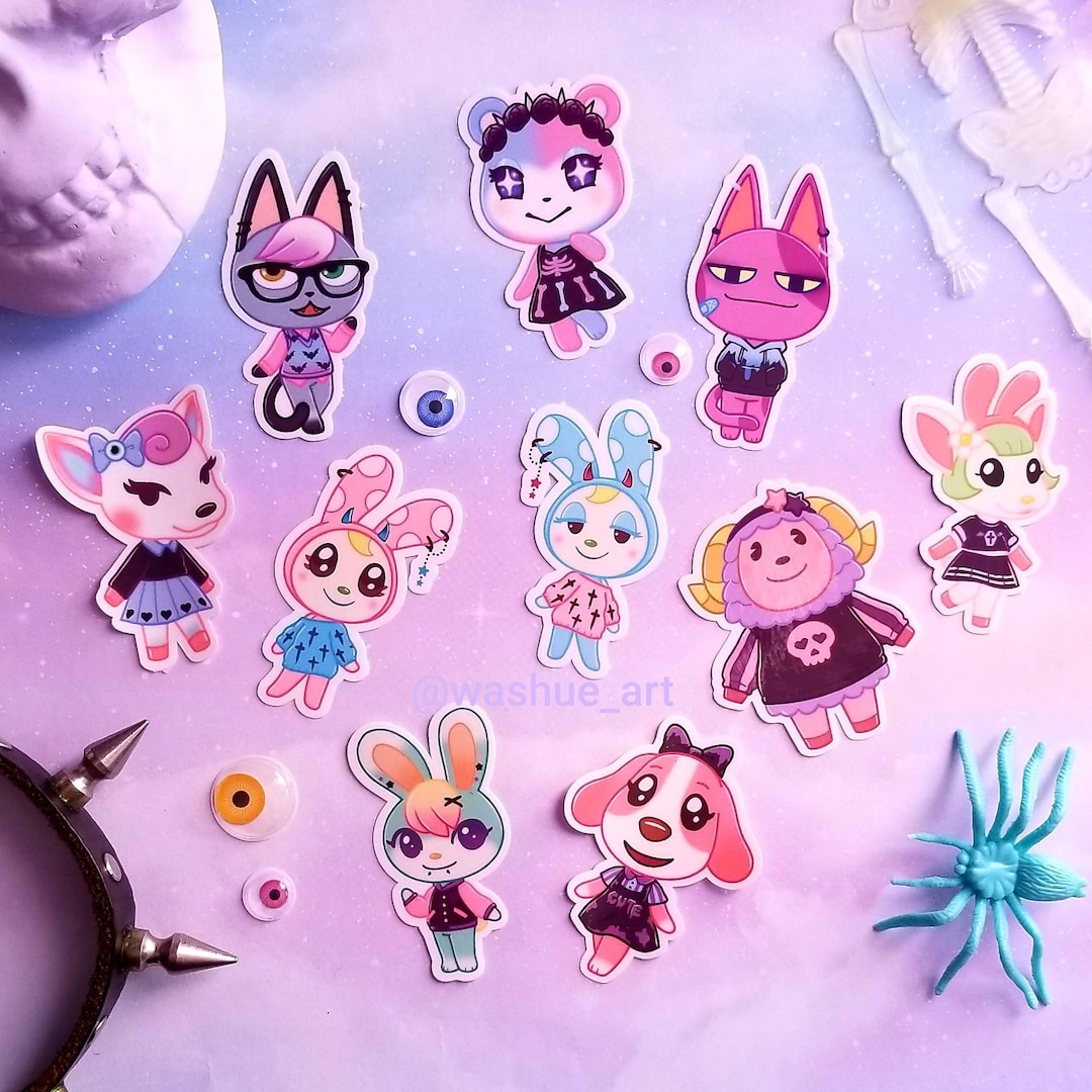 Pastel Goth Villager Vinyl Stickers | Animal Crossing - Etsy