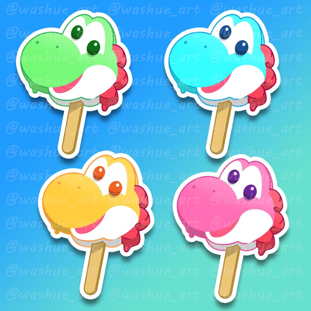 Yoshi Popsicle Vinyl Sticker | Holographic Sticker - Etsy