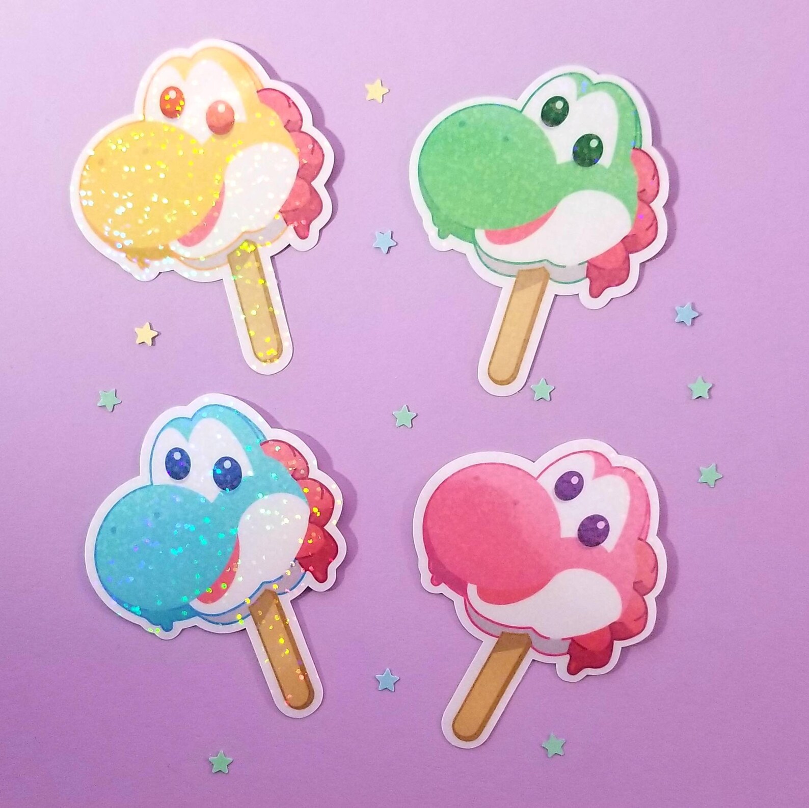 Yoshi Popsicle Vinyl Sticker Holographic Sticker - Etsy