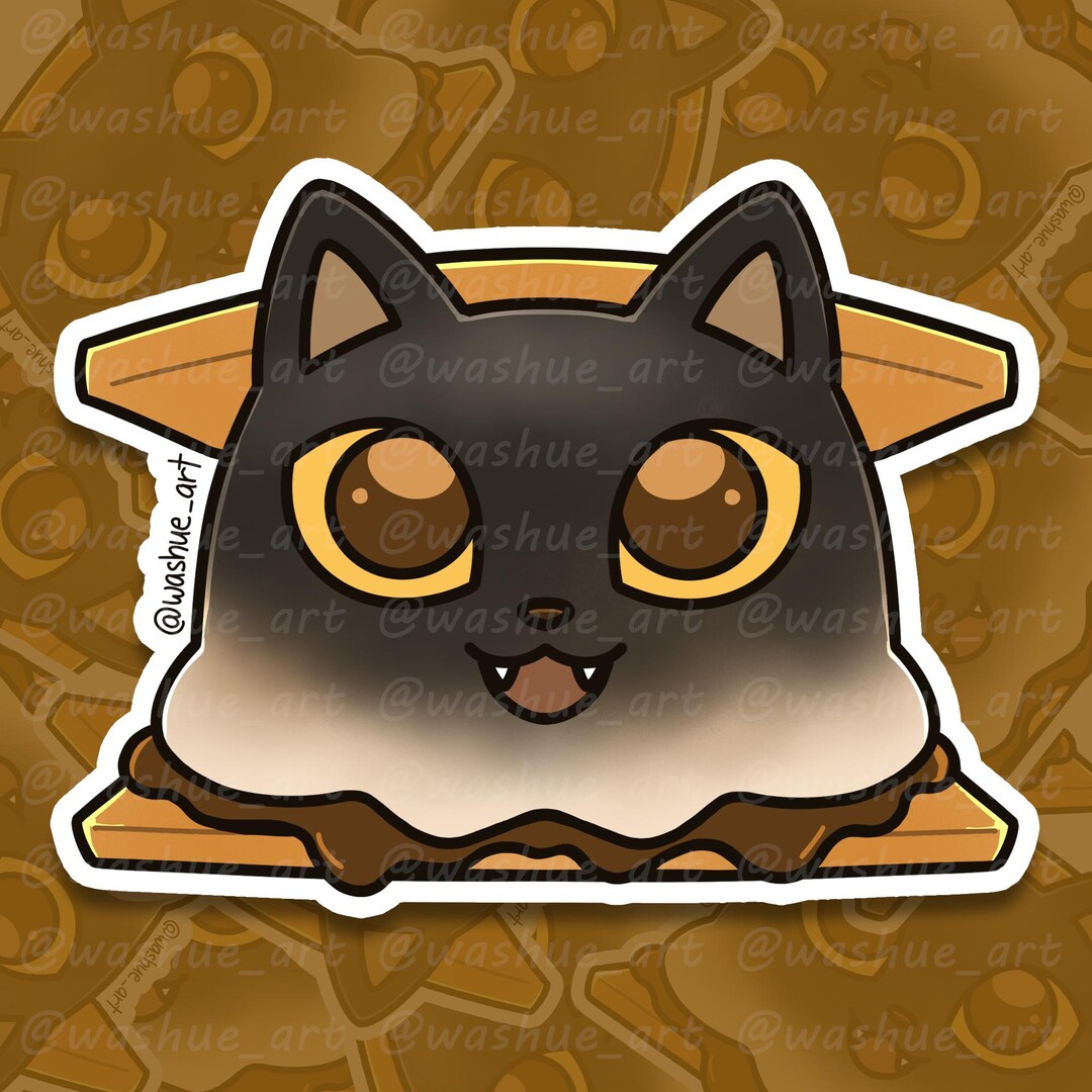 Smore's Cat Vinyl Sticker | Holographic Sticker - Etsy