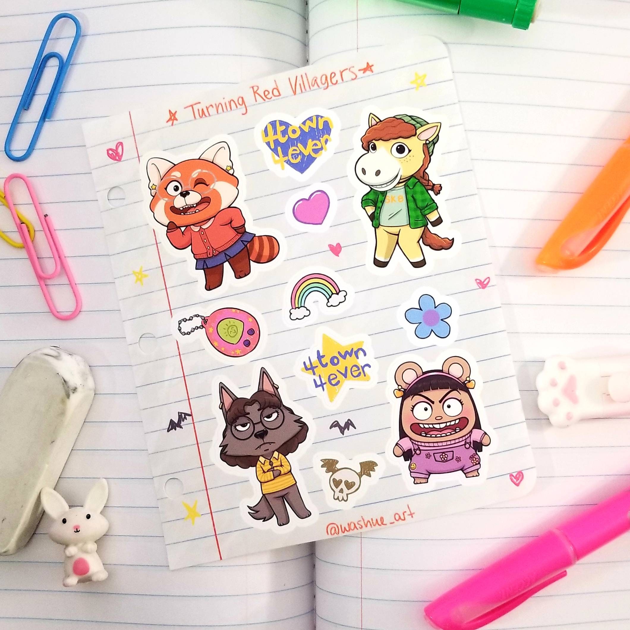 Turning Red Villager Matte Sticker Sheet Animal Crossing | Etsy