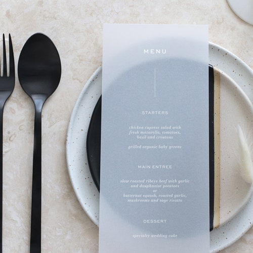 Translucent Vellum Menu Minimal Wedding Menu Brush - Etsy