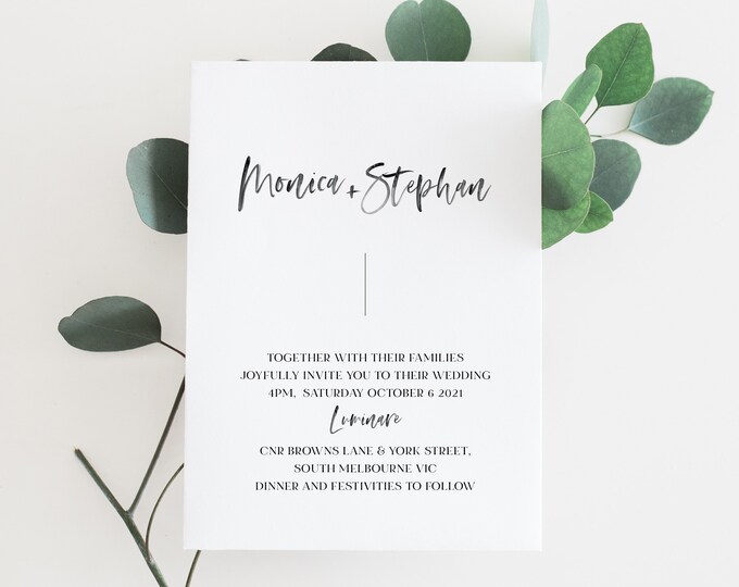 Modern Wedding Invitation, Brush Calligraphy Wedding Announcement, Personalised Wedding Invite ...
