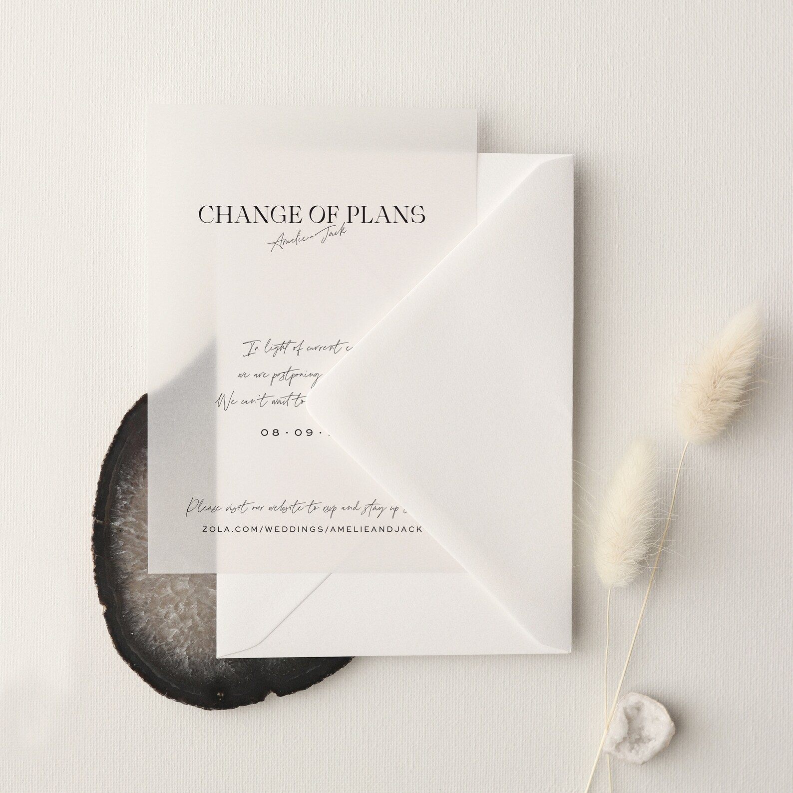 Vellum Change of Plans Card Modern Change the Date - Etsy