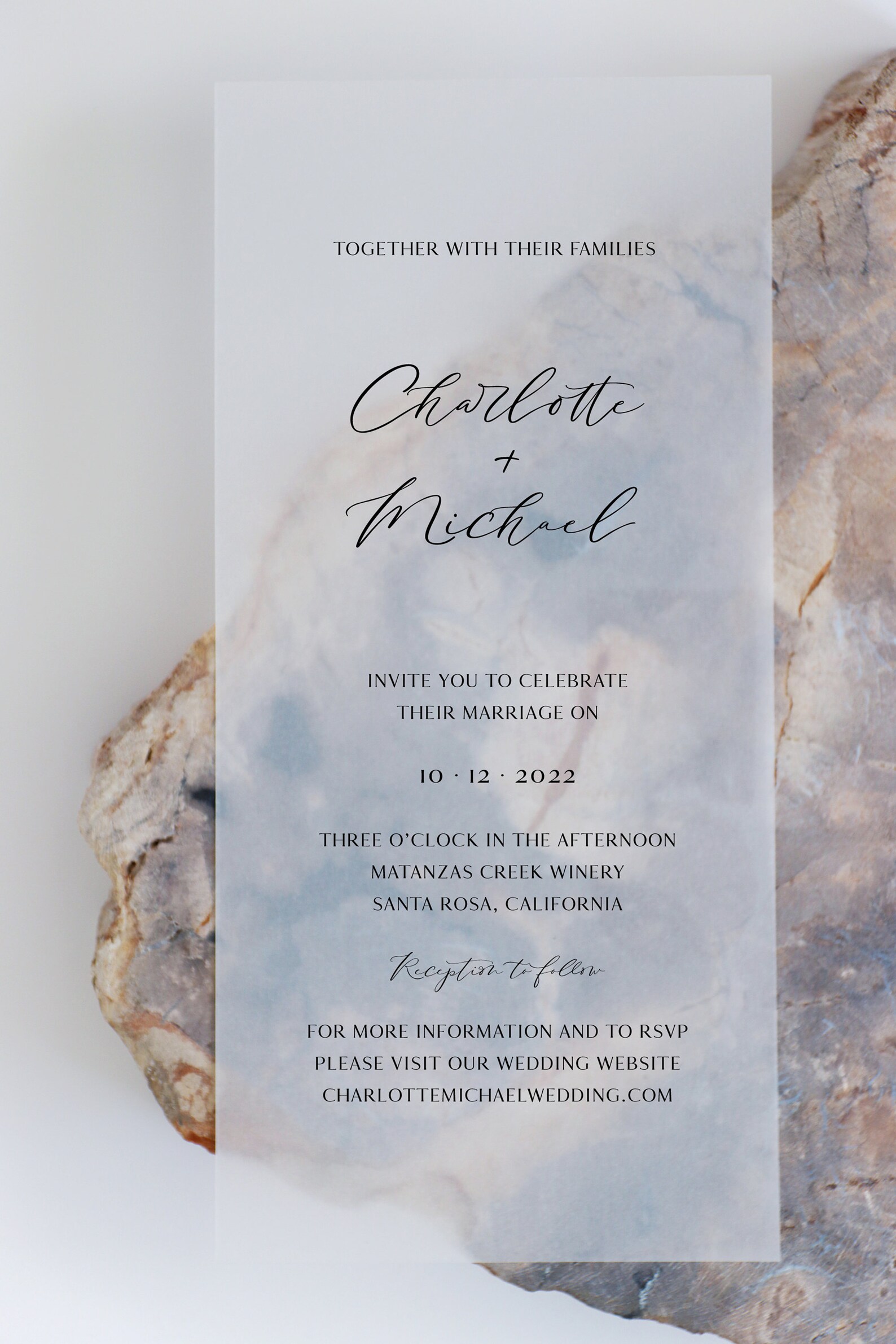 Modern translucent vellum wedding invitation Minimal Wedding | Etsy