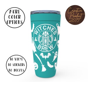 Witches Brew Mermaid Skeleton Bat Skull Broom Halloween Tumbler, Siren ...