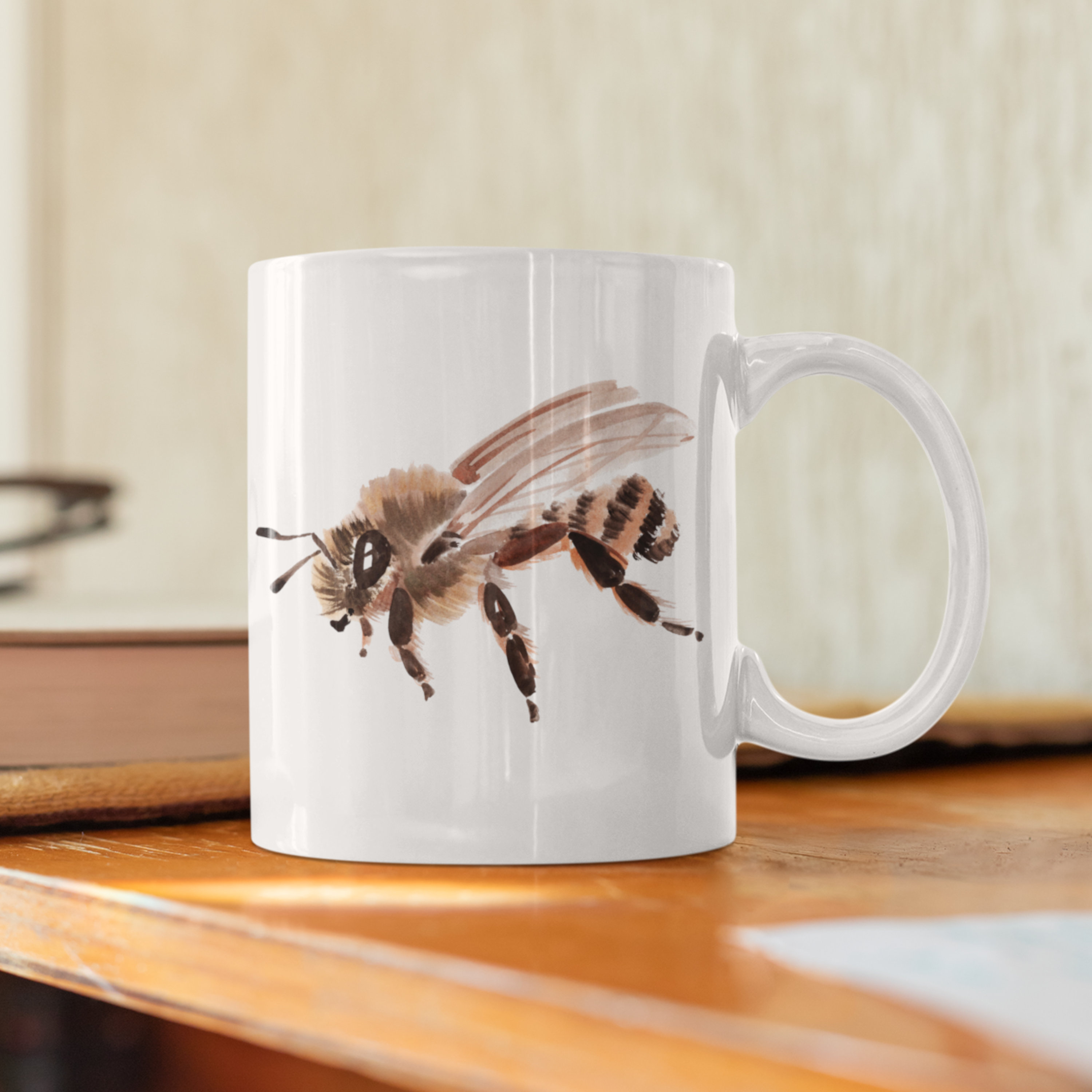 Watercolor bee custom coffee mug Bumble bee nature coffee | Etsy