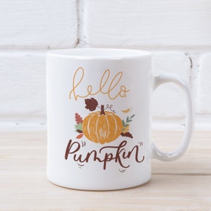 Hello pumpkin autumn mug Pumpkin spice fall mug Thanksgiving | Etsy