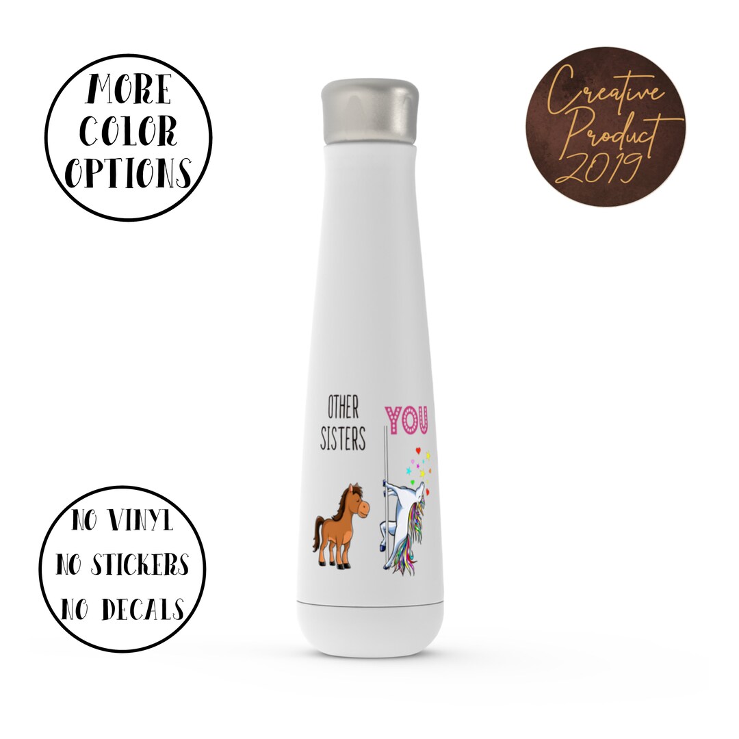 Rainbow Unicorn Sister Water Bottle Gift Thermos, Funny Personalized ...
