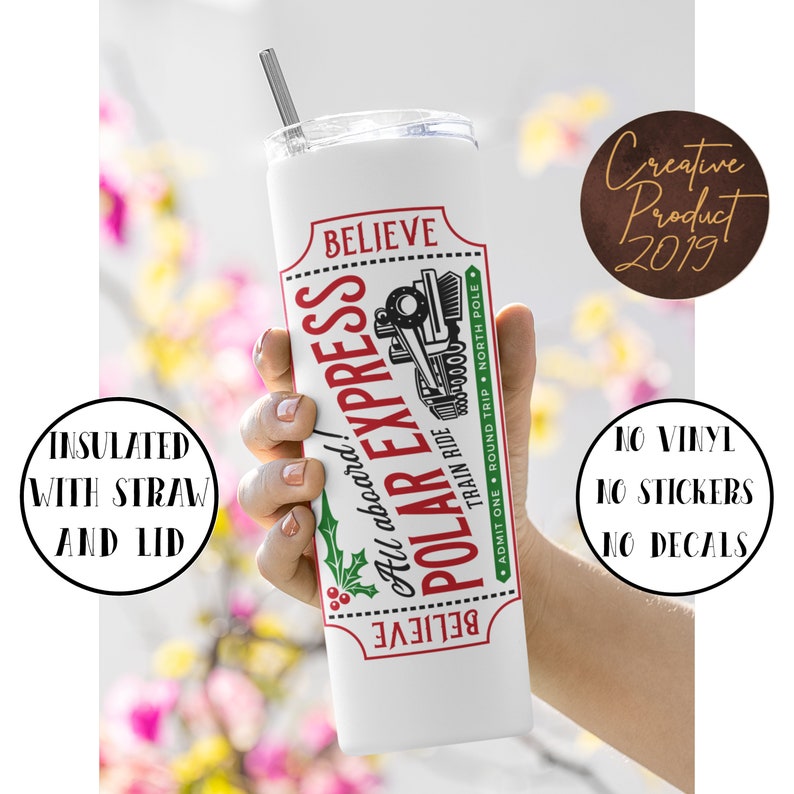 Polar Express Ticket 20 Oz Skinny Tumbler With Straw - Etsy