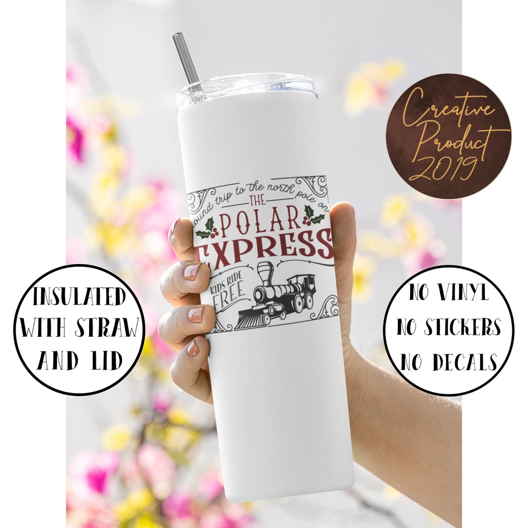 The Polar Express 20 Oz Skinny Tumbler With Straw, Christmas Gift Box ...