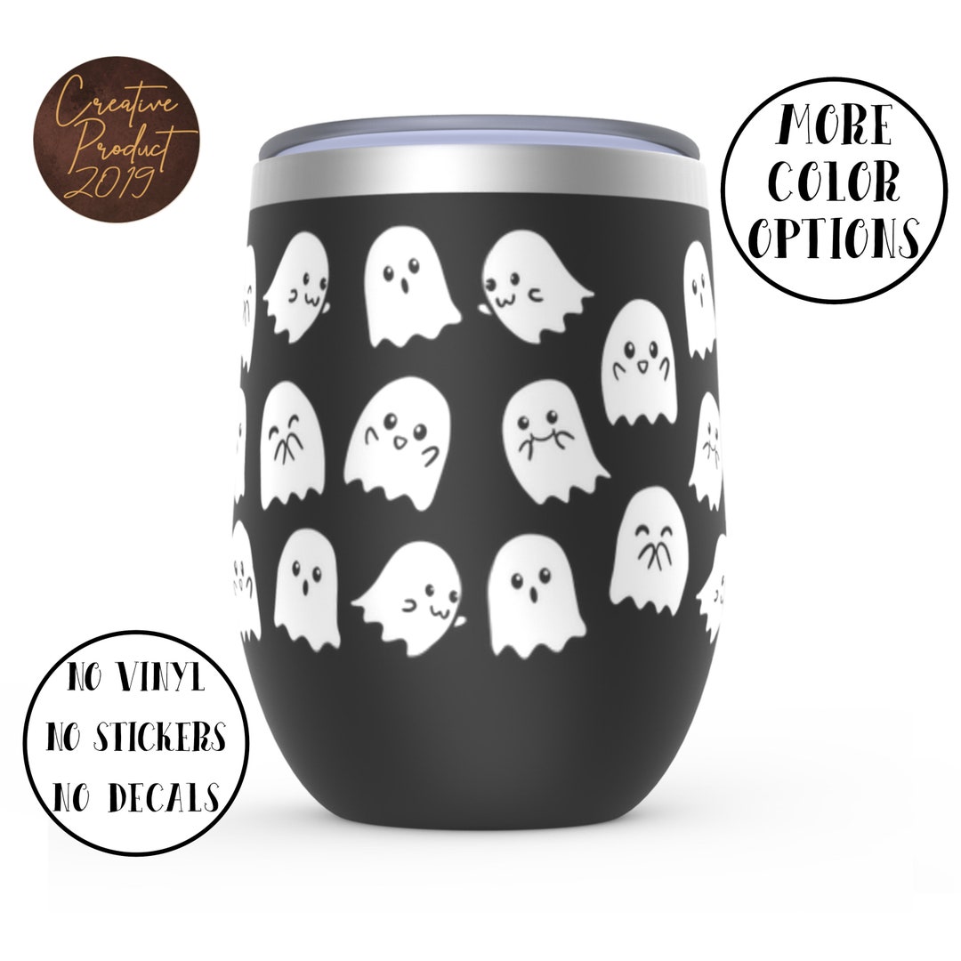 Cute Ghost Face Custom Wine Tumbler, Spooky Season Horror Wine Cup ...