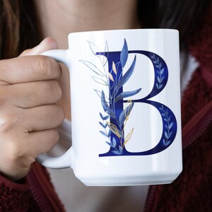 Personalized Letter Monogram B Floral Alphabet Custom Initial Mug ...