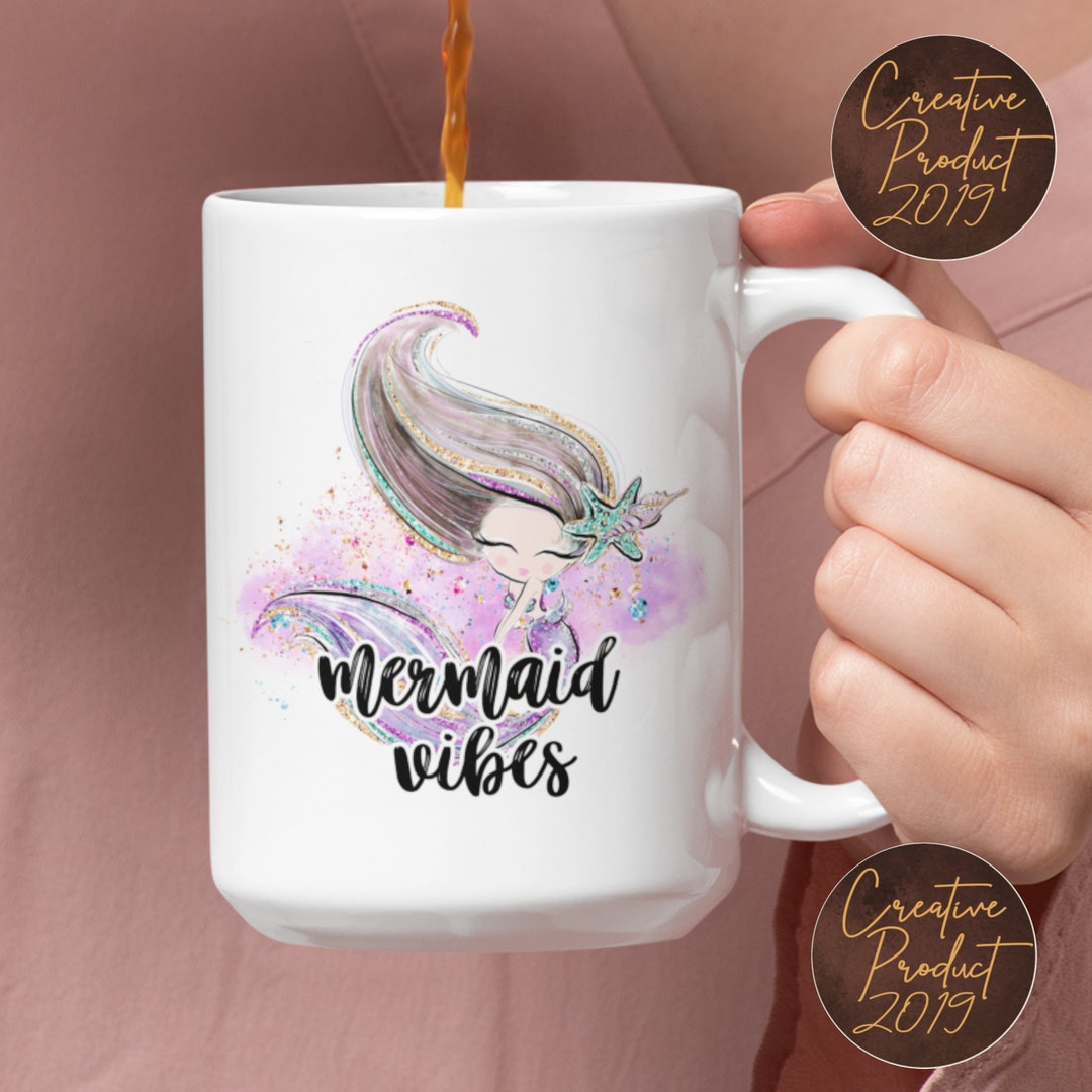 Mermaid Vibes Custom Sea Mug, Little Mermaid Ceramic Mug Handmade, Boho ...