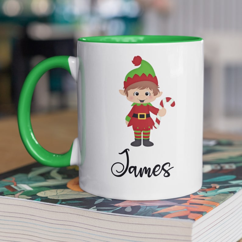 Christmas Elf Holiday Mugs, Snow Elf Christmas Mug, Children Christmas ...