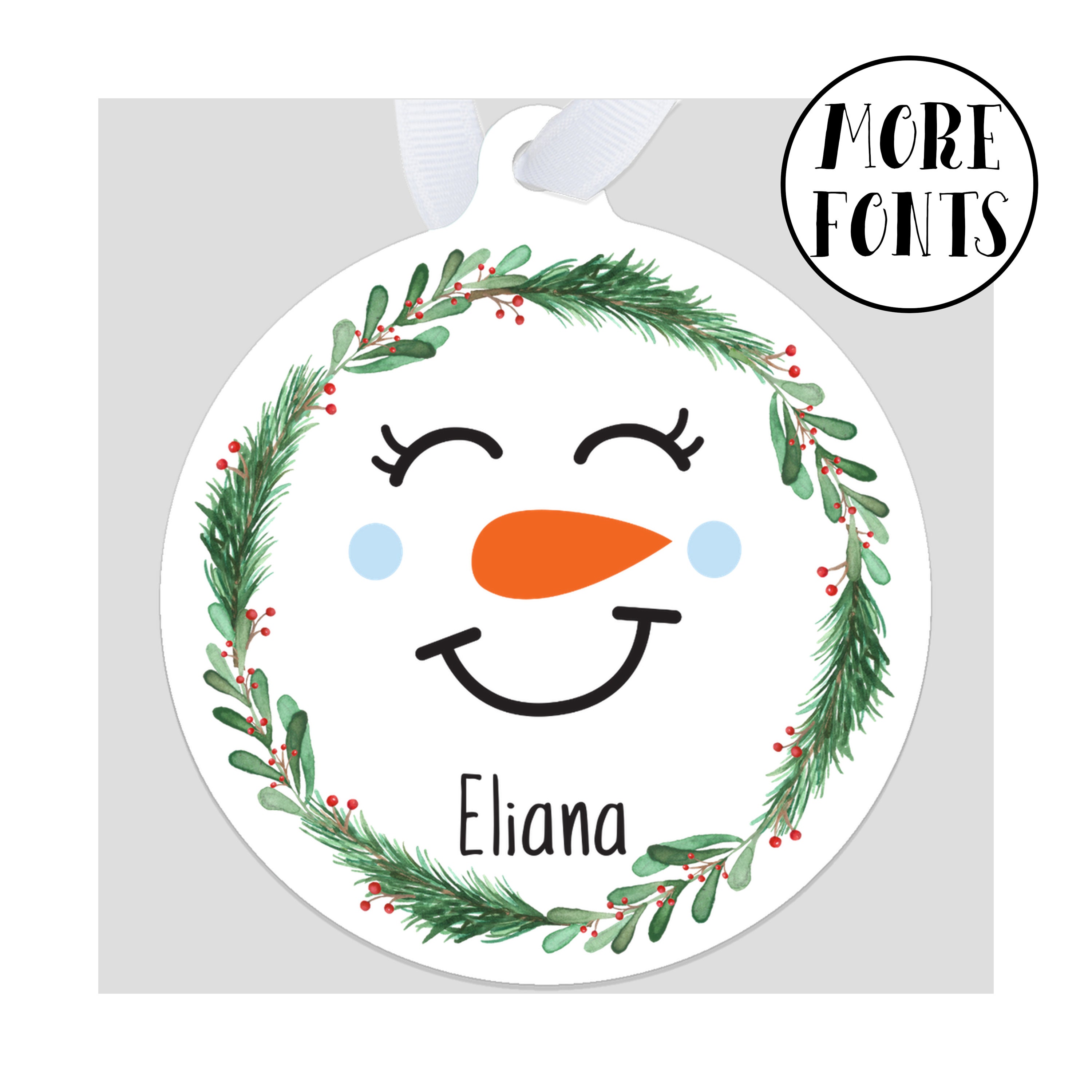Snowman Face Winter Wreath, Christmas Decoration Custom Ornaments ...