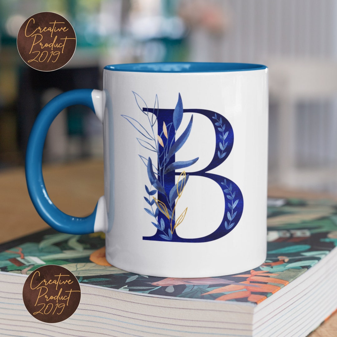 Personalized Letter Monogram B Floral Alphabet Custom Initial Mug ...