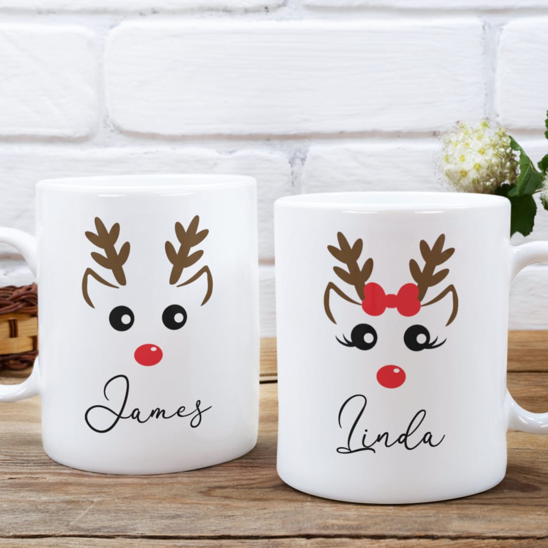 Reindeer Christmas Mug, Custom Name Christmas Gift, Reindeer Christmas ...