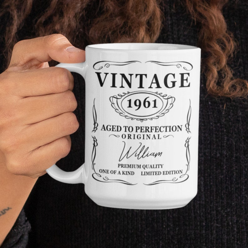 Vintage 1961 Custom Birthday Mug, 60th Custom Birthday Gift ...