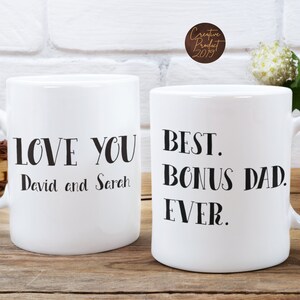 Best Bonus Dad Ever Step Dad Mug, Personalized Kids Name Custom Mug ...